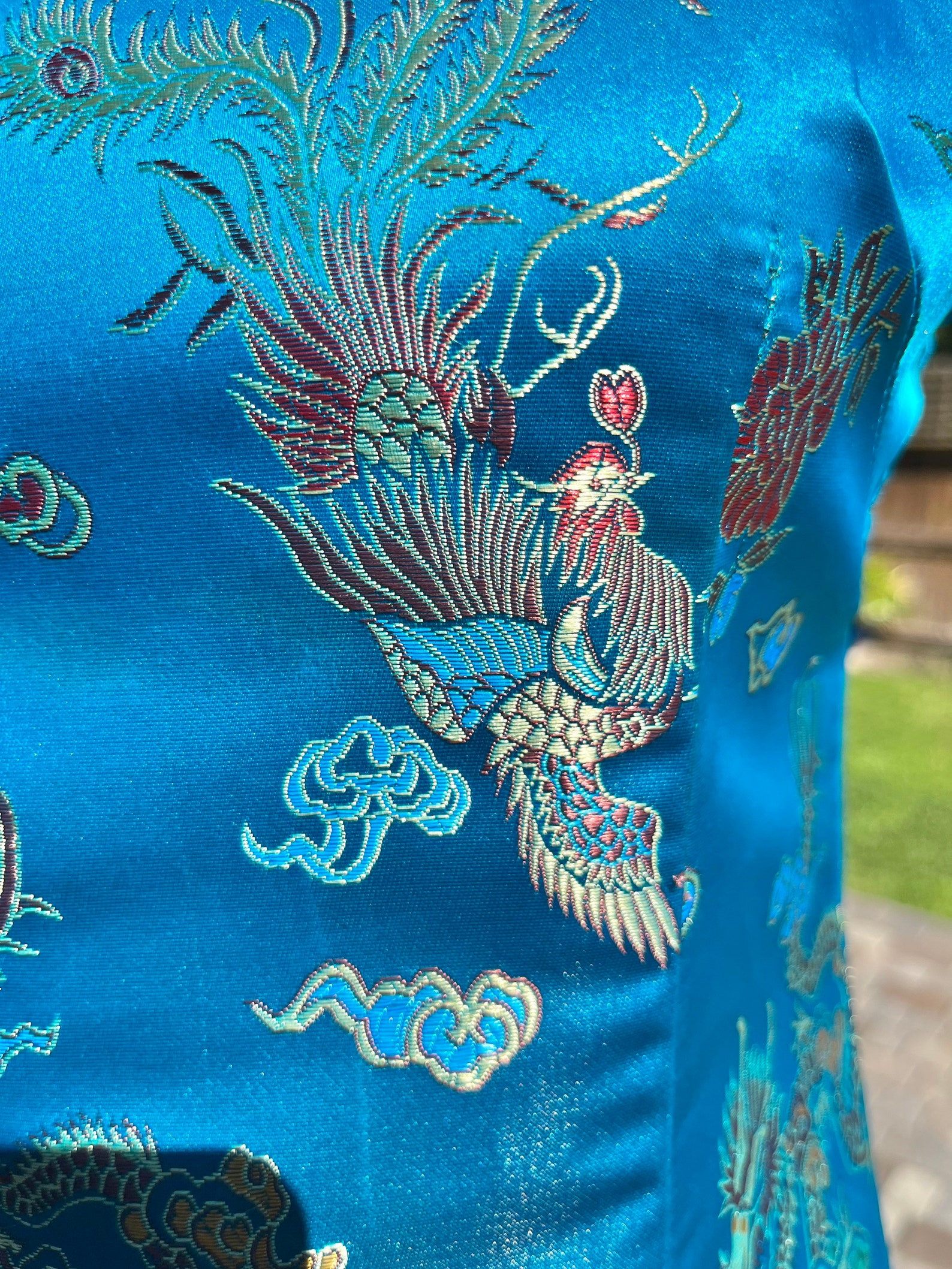 VINTAGE SATIN Cheongsam/turquoise Cheongsam Dress/dragon Motif - Etsy