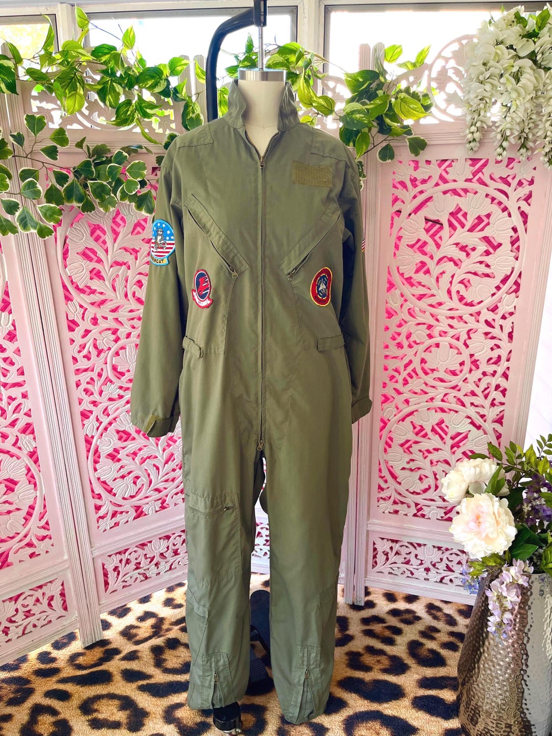 Vintage 'top Gun' Army Green Coveralls: Unisex Military Flight Suit - Etsy