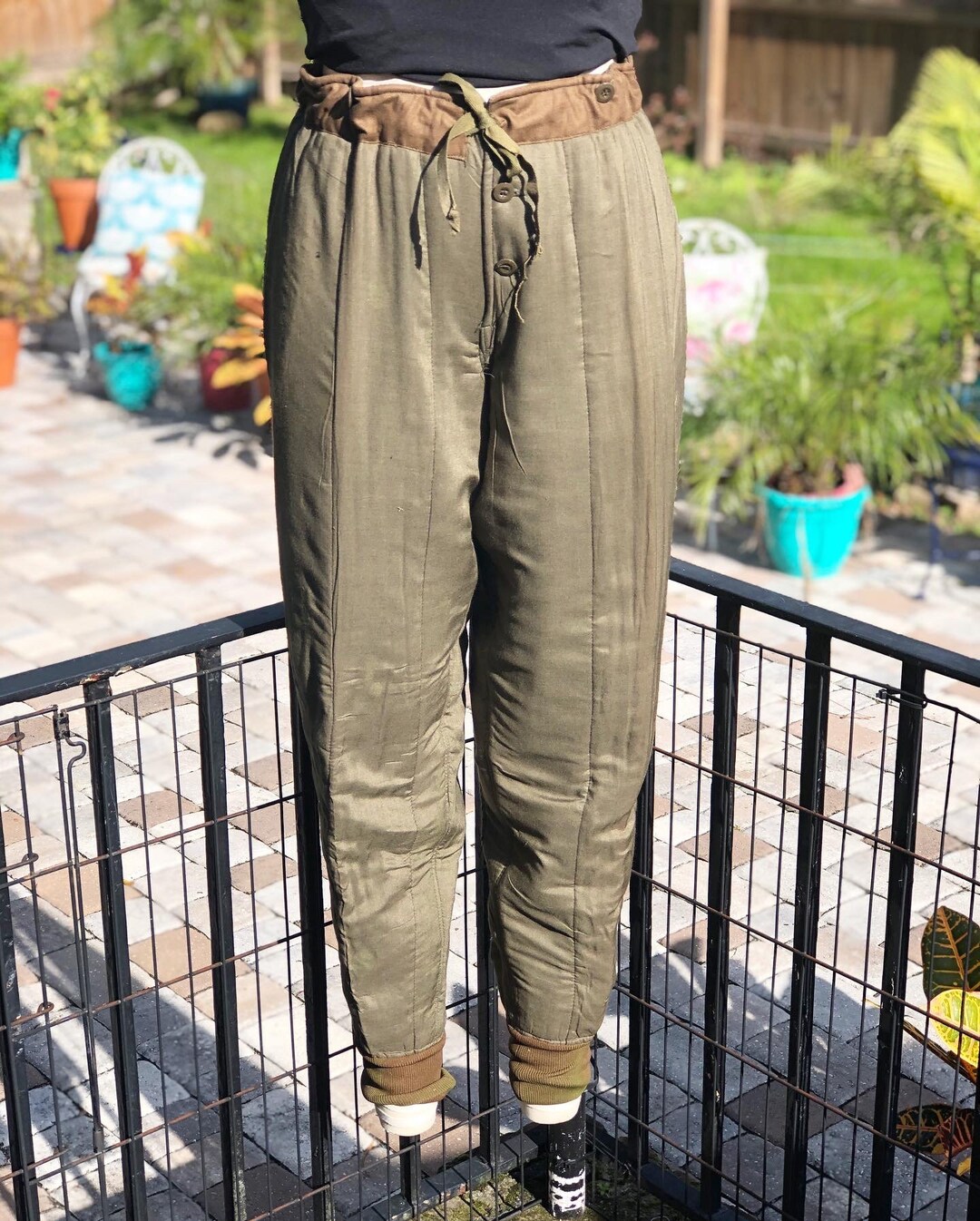 Vintage Quilted Army Pant, Cotton Quilted Pants, Hungarian Quilted ...