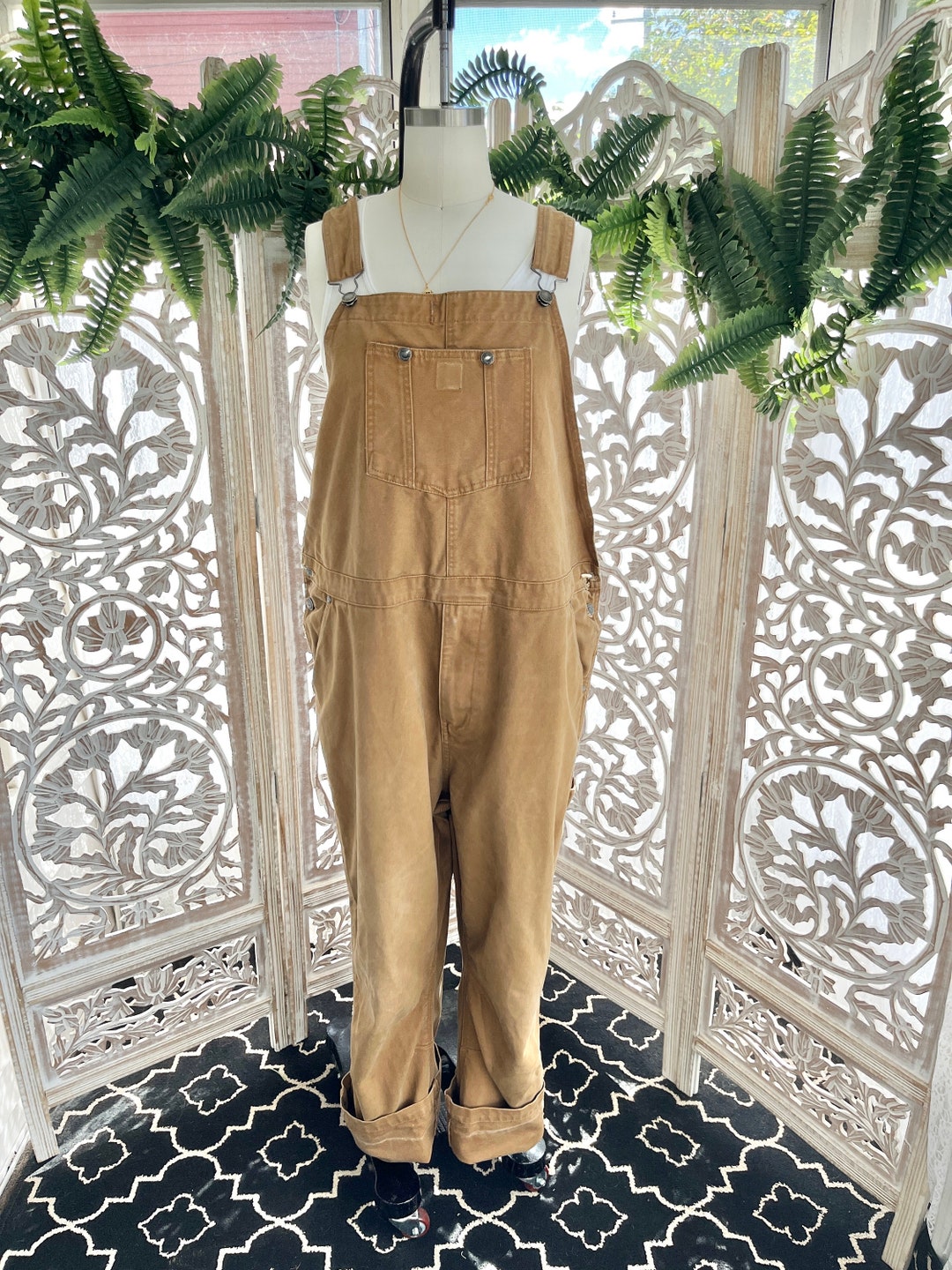 Craftsman Overalls, 44x31, Tan Canvas Overalls, Vintage Overalls ...