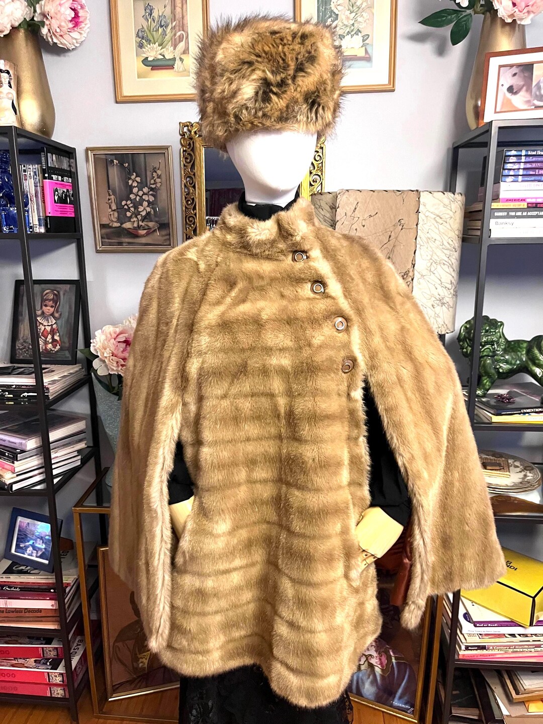 60s Faux Fur Champagne Color Cape: Lined Cape With Front Pockets - Etsy