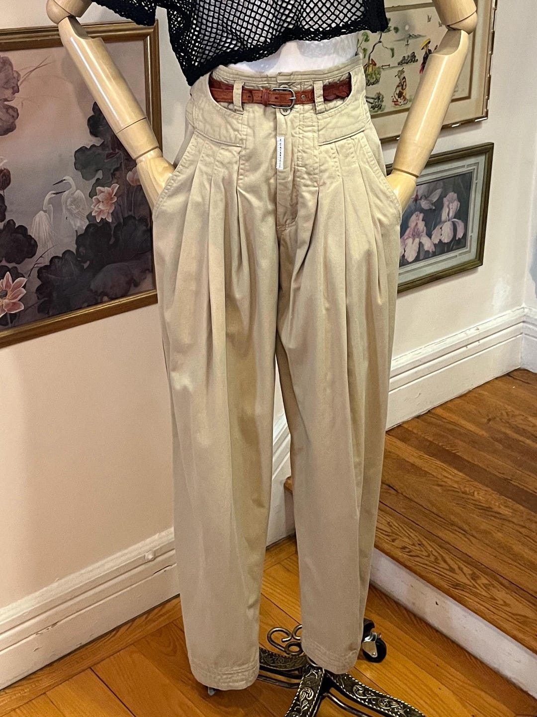 90s Z Cavaricci High Waist Pants, Beige 90s High Waist Trouser, Ladies ...