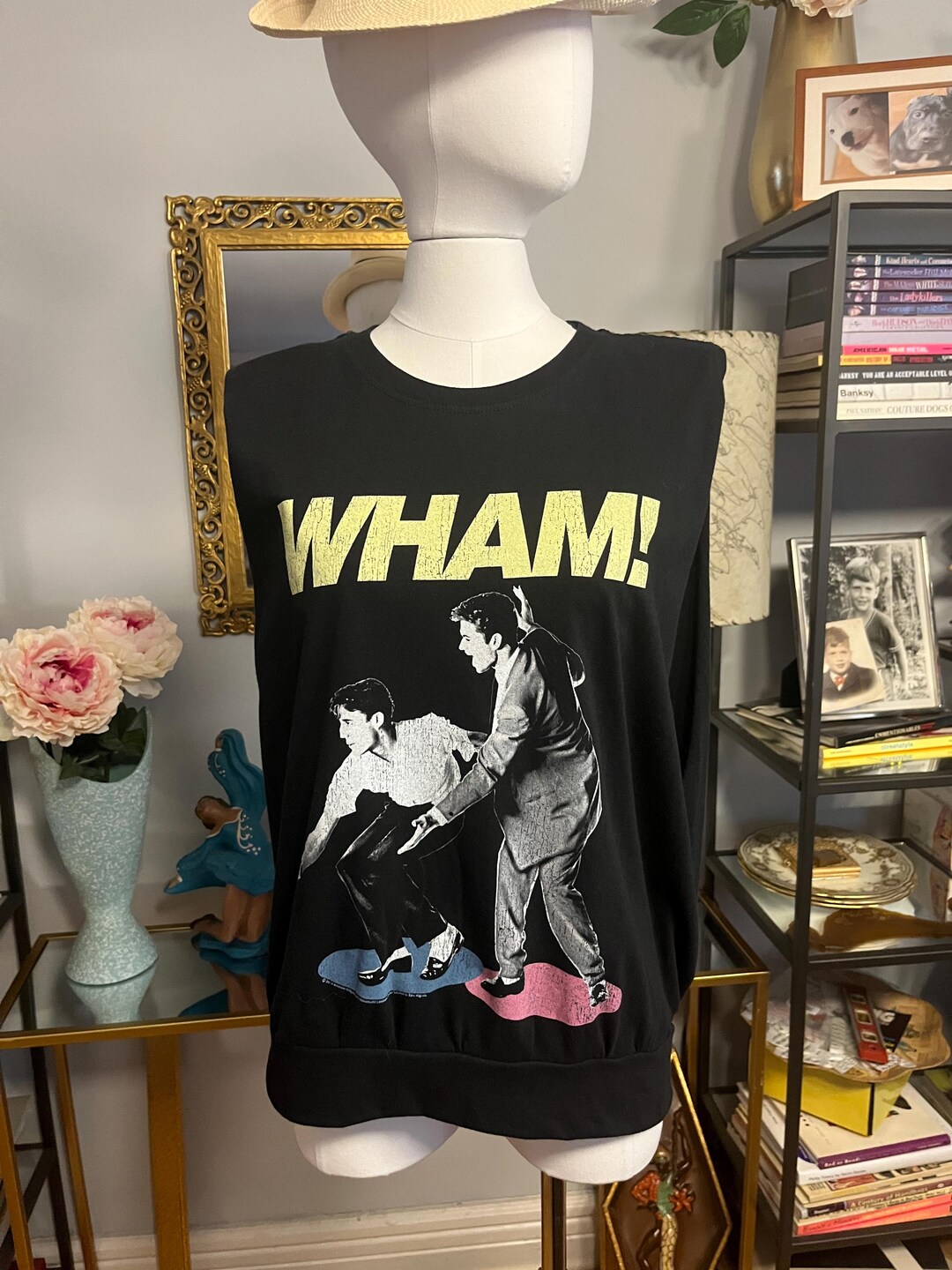 Wham Tee, Shoulder Pad Tee, 80s Graphic, Wham, Black Tee, 80s Pop Tee ...