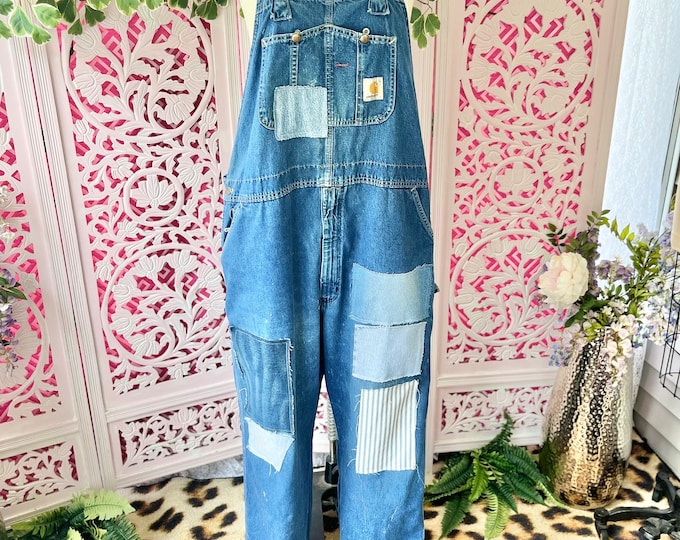Vintage Patched Overalls , 44'' ,carharrt Overalls, Patched Overalls ...