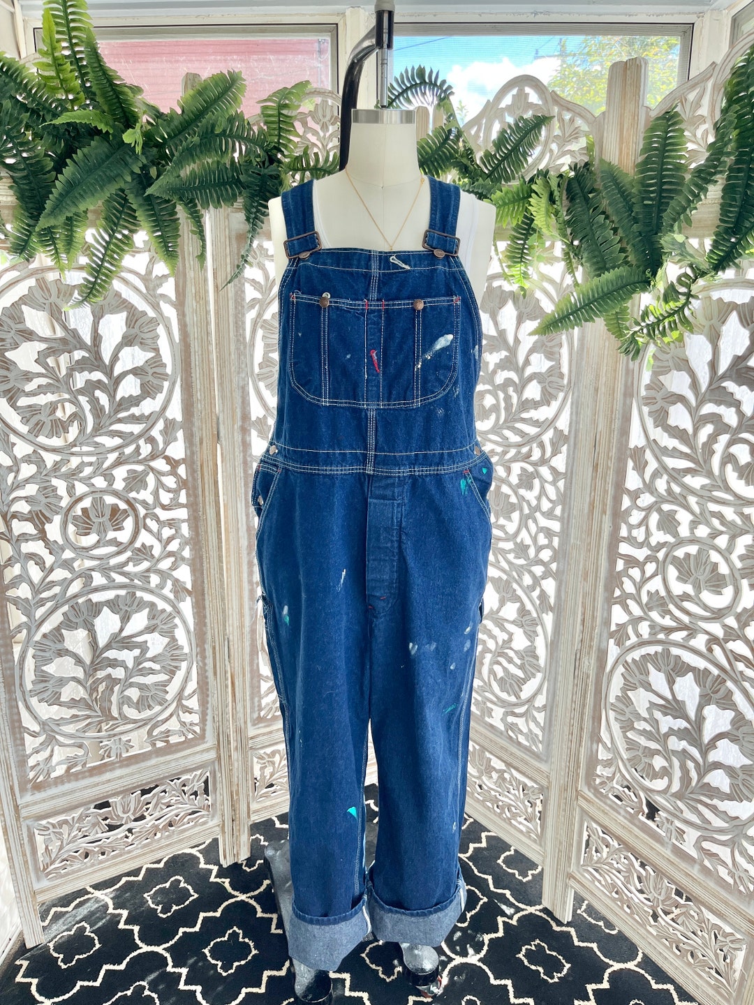 Big Mac Overalls, 38x30, Vintage Overalls, Dark Denim Overalls ...