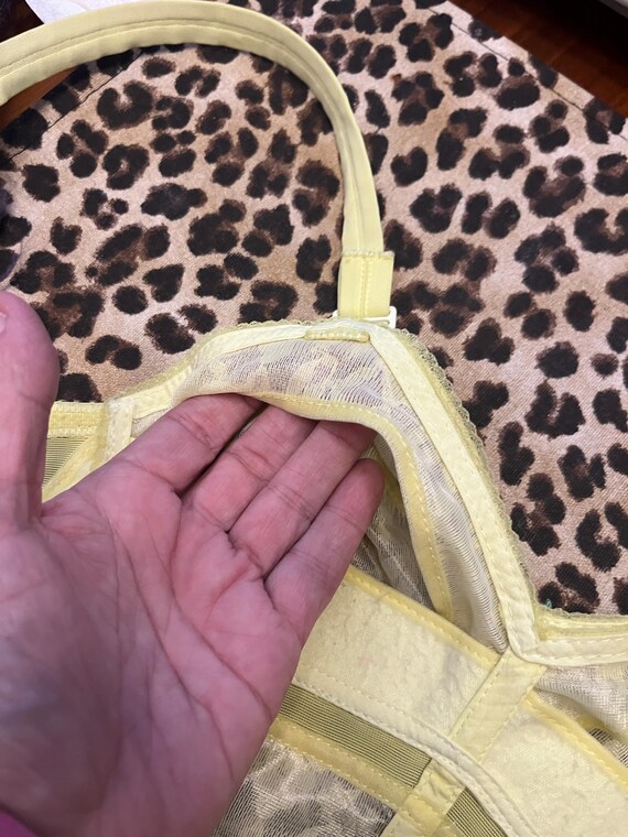 Upcycled 50s long line bra, yellow hand dyed bra top,… - Gem