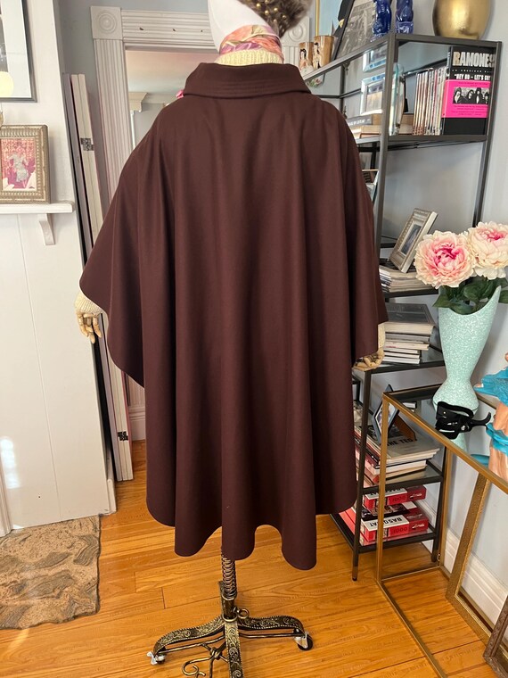 Vintage brown wool cape, vintage cape, toggle cape, o… - Gem