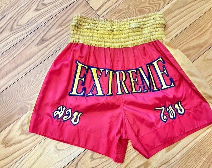 Vintage Boxing Shorts, Red Gold Boxing Shorts, Unisex Boxing Shorts ...
