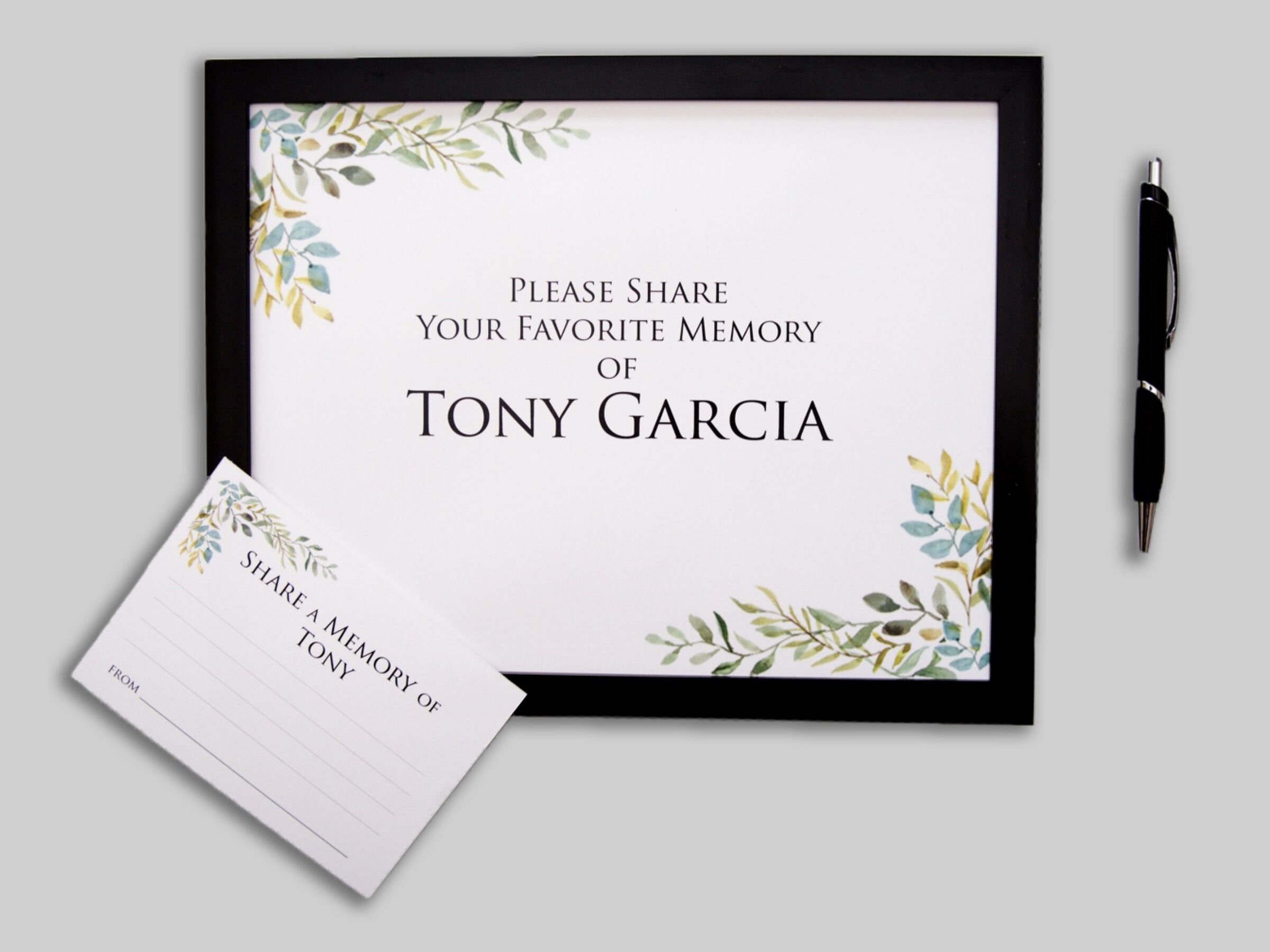 Funeral Share Memory Cards & Frame for Celebration of Life, Custom ...