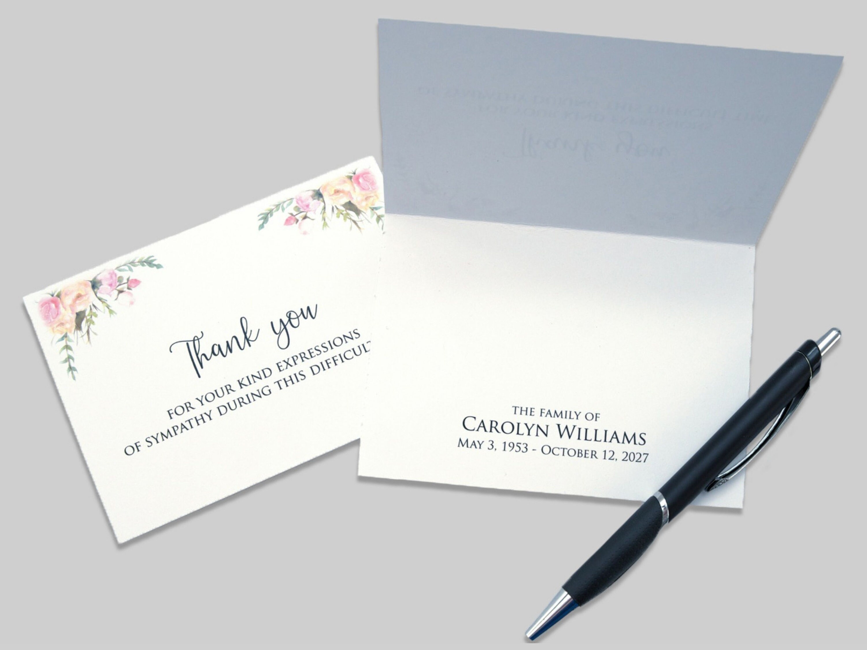 Custom Printed Funeral Thank You Cards for Celebration of Life – next ...