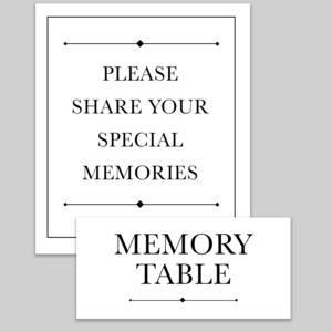 Celebration of Life Memory Table Sign & Matching Card – next Day ...