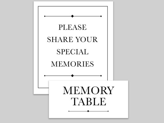 Celebration of Life Memory Table Sign & Matching Card next - Etsy