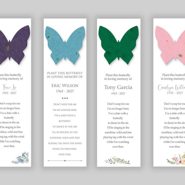 Funeral Share Memory Cards for Celebration of Life, Custom Printed With ...