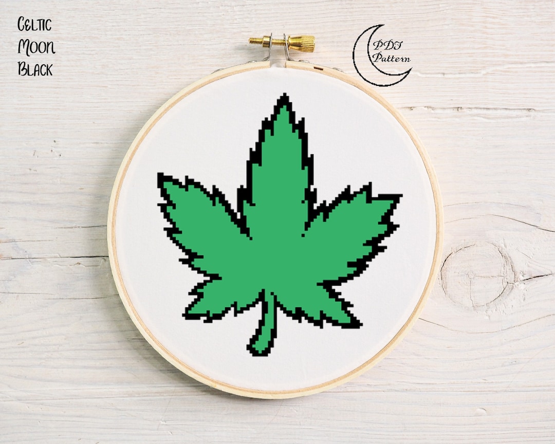 Pot Leaf Cross Stitch Pattern, PDF, Download, Modern, Cross Stitch ...