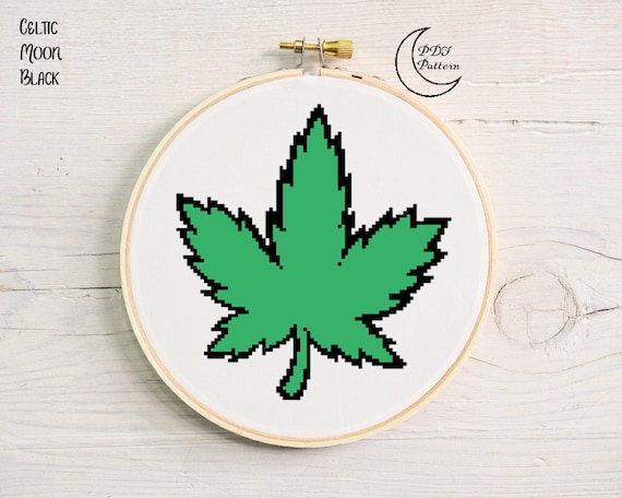 Pot Leaf Cross Stitch Pattern PDF Download Modern Cross - Etsy
