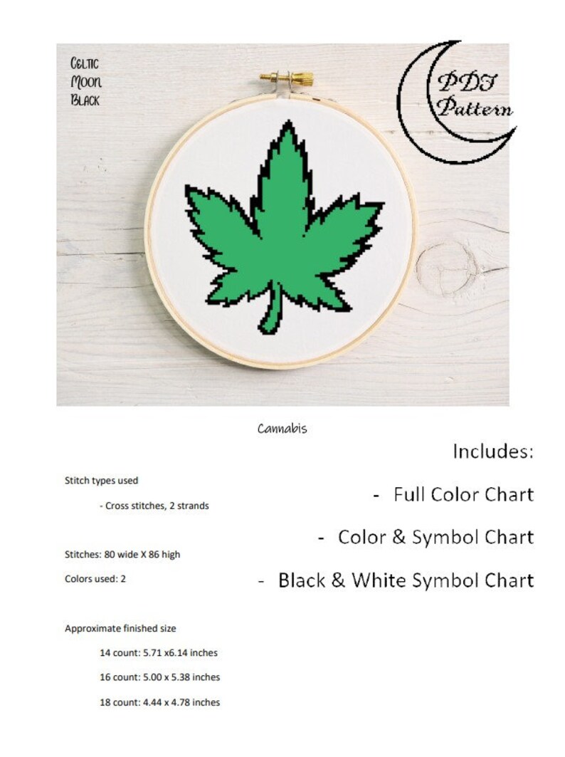 Pot Leaf Cross Stitch Pattern PDF Download Modern Cross - Etsy