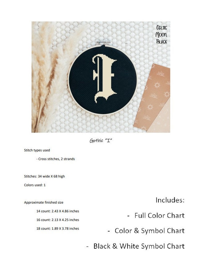 Letter I Cross Stitch Pattern Instant PDF Download Modern - Etsy