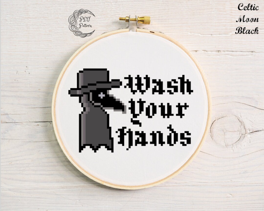 Wash Your Hands Cross Stitch Pattern, Halloween, Digital Item, Cross ...