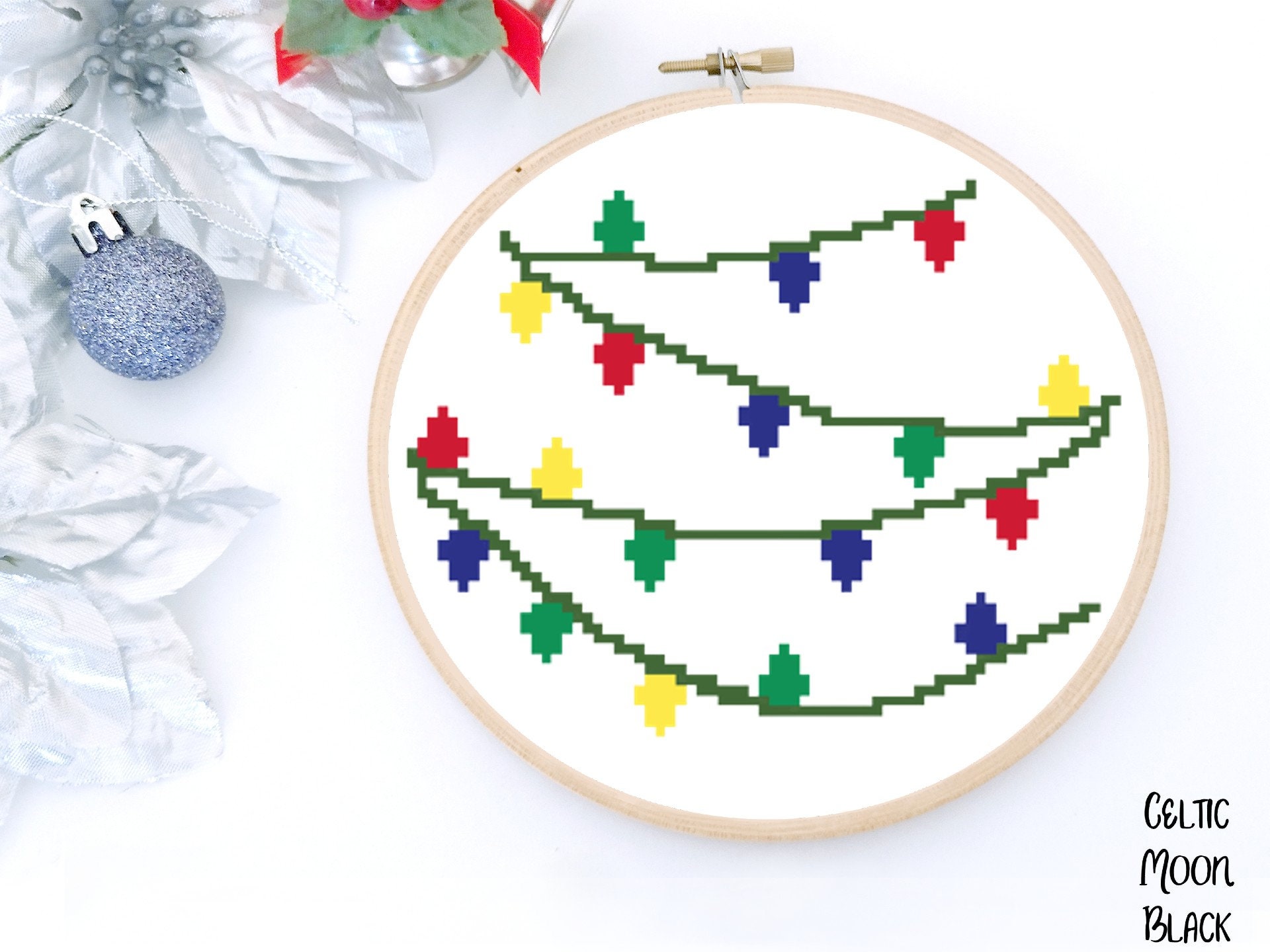 Christmas Lights Cross Stitch Pattern, Christmas, PDF, Cross Stitch ...