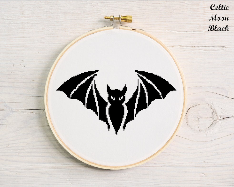 Bat Cross Stitch Pattern, Halloween, Cross Stitch Pattern, Minimalist ...