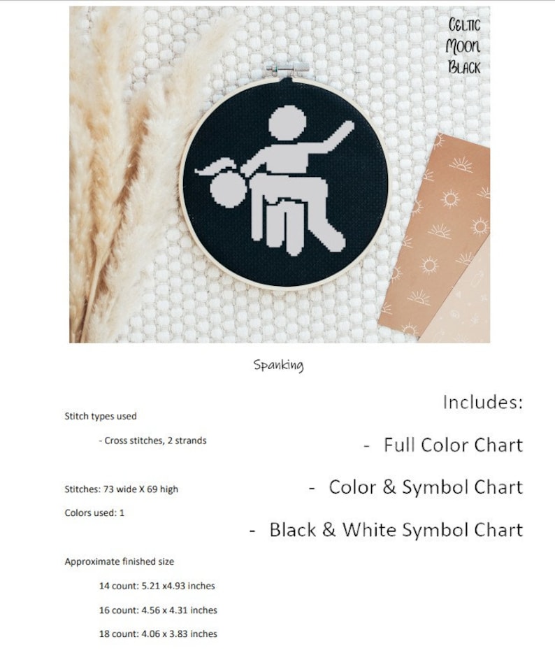 Over the Knee Spanking Cross Stitch Pattern, Spanked, Cross Stitch Pattern, PDF, Stick Figure ...