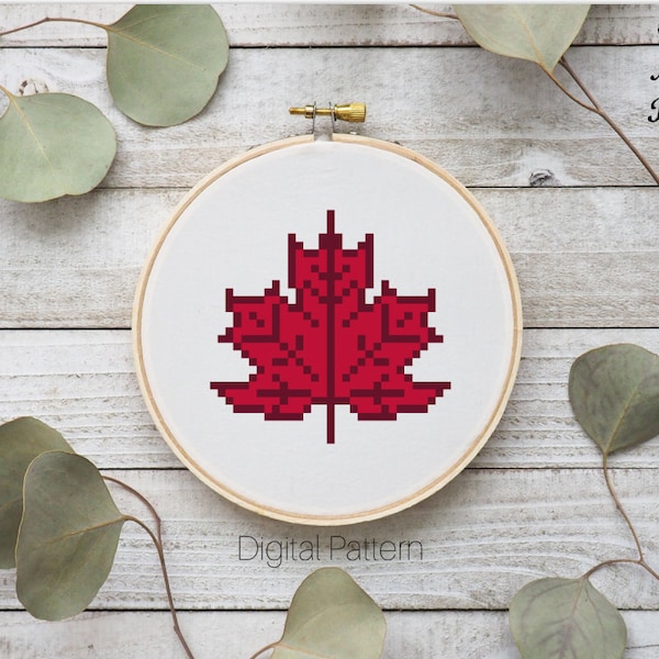 Red Maple Leaf Cross Stitch - Etsy