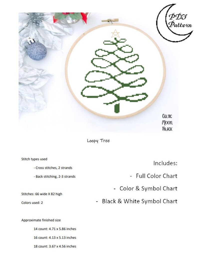 Loopy Tree Cross Stitch Pattern, Christmas, PDF, Cross Stitch, Pattern ...
