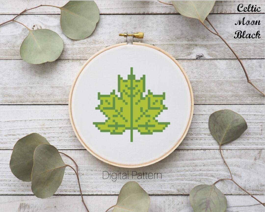 Maple Leaf Cross Stitch Pattern, Digital Item, Modern, Cross Stitch ...