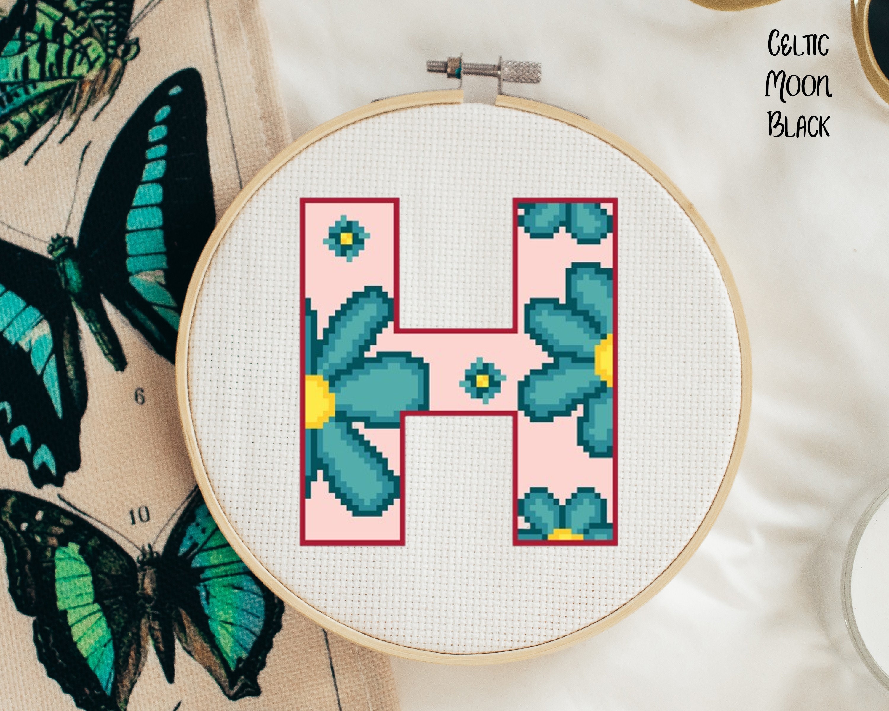 Letter H Cross Stitch Pattern Instant PDF Download Modern - Etsy