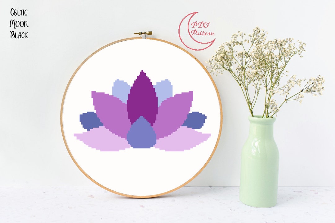 Lotus Cross Stitch Pattern, Cross Stitch Pattern, Digital Item, Modern ...