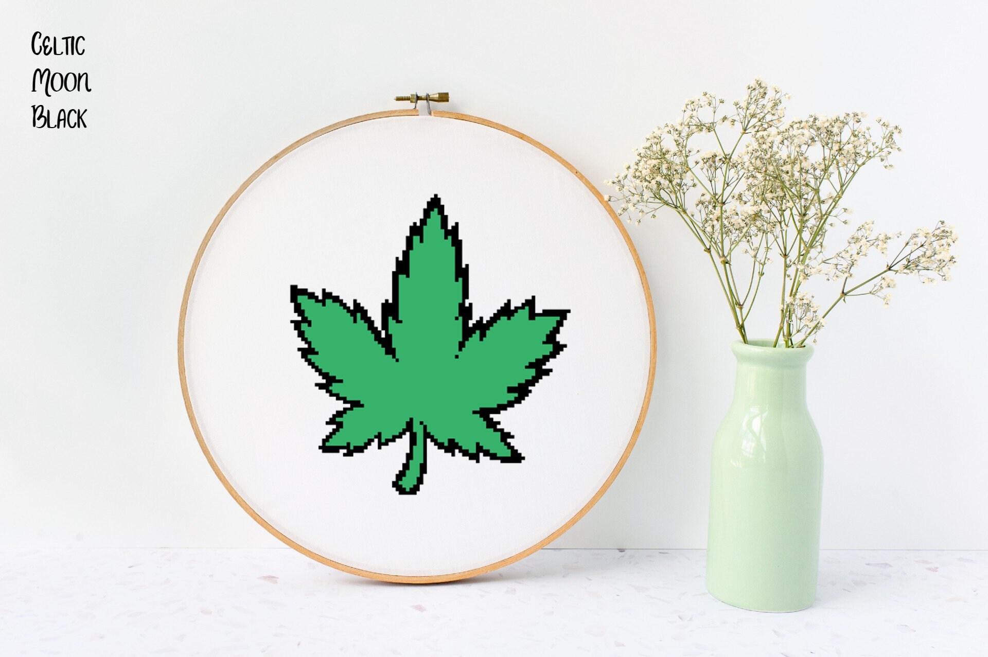 Pot Leaf Cross Stitch Pattern, PDF, Download, Modern, Cross Stitch ...