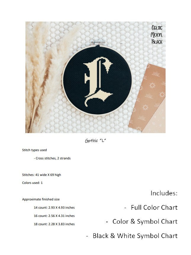 Letter L Cross Stitch Pattern, Instant PDF Download, Modern, Cross ...