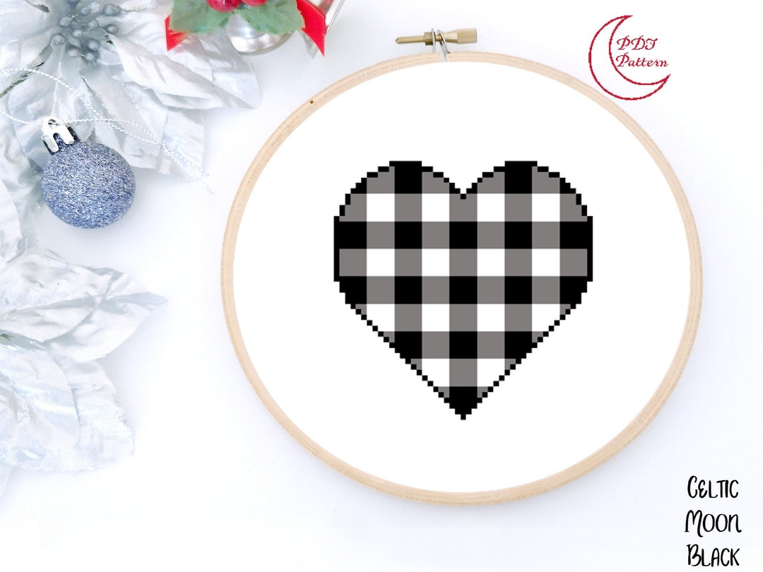 Plaid Heart Cross Stitch Pattern, Christmas, PDF, Cross Stitch, Pattern ...