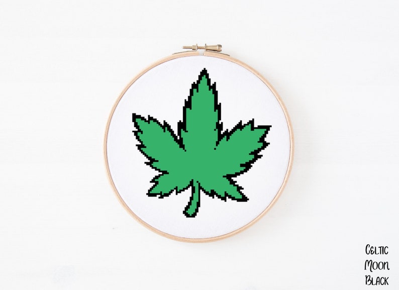 Pot Leaf Cross Stitch Pattern PDF Download Modern Cross - Etsy