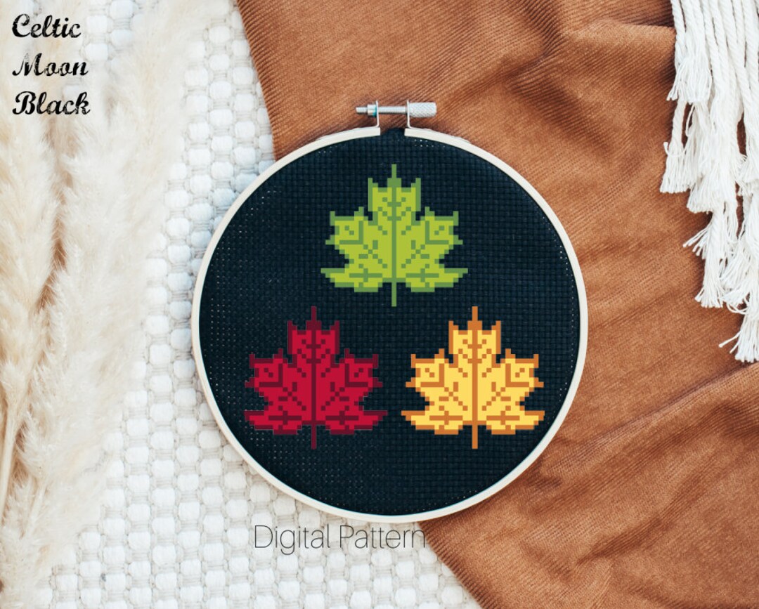 Maple Leaves Cross Stitch Pattern, Digital Item, Modern, Cross Stitch ...