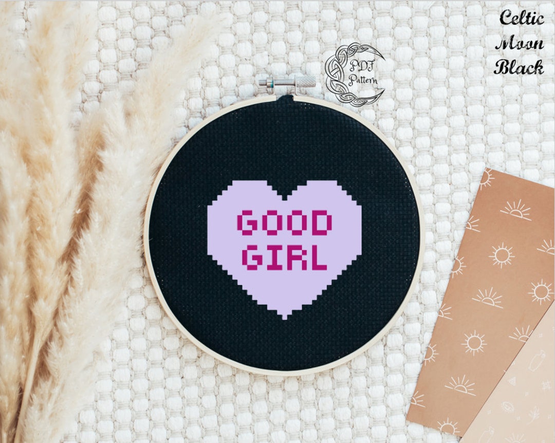 Good Girl Cross Stitch Pattern, Digital Item, Modern, Conversation ...
