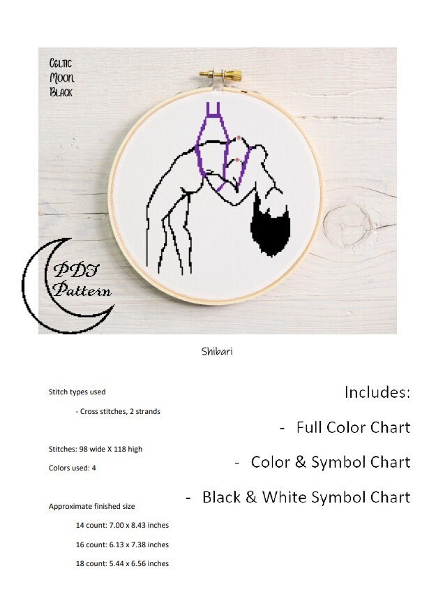 Shibari Cross Stitch Pattern, Suspended, Bdsm, Submissive, Cross Stitch ...