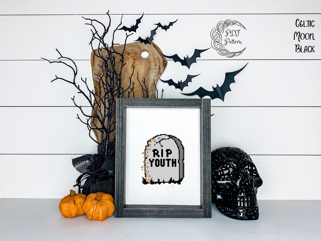 RIP Youth Cross Stitch Pattern, Halloween, RIP, PDF, Download, Cross ...
