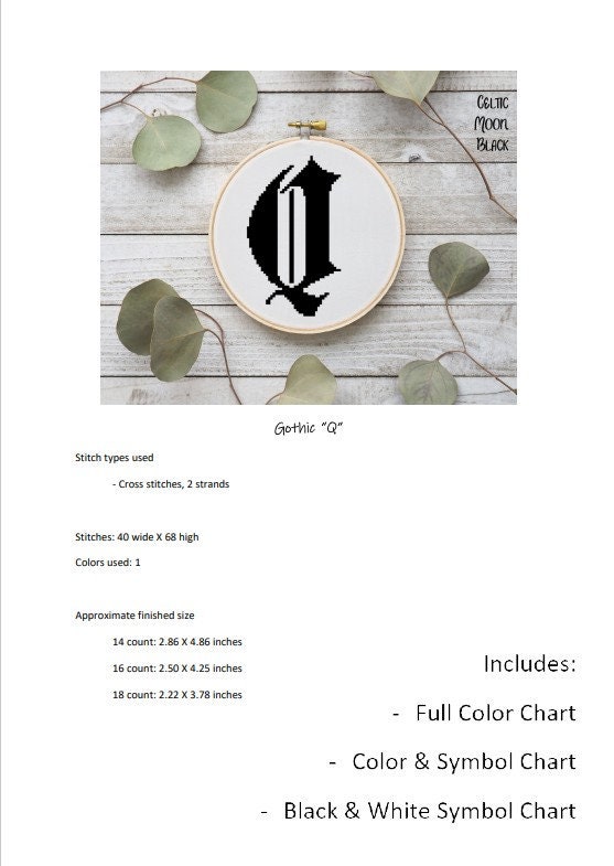 Letter Q Cross Stitch Pattern Instant PDF Download Modern - Etsy