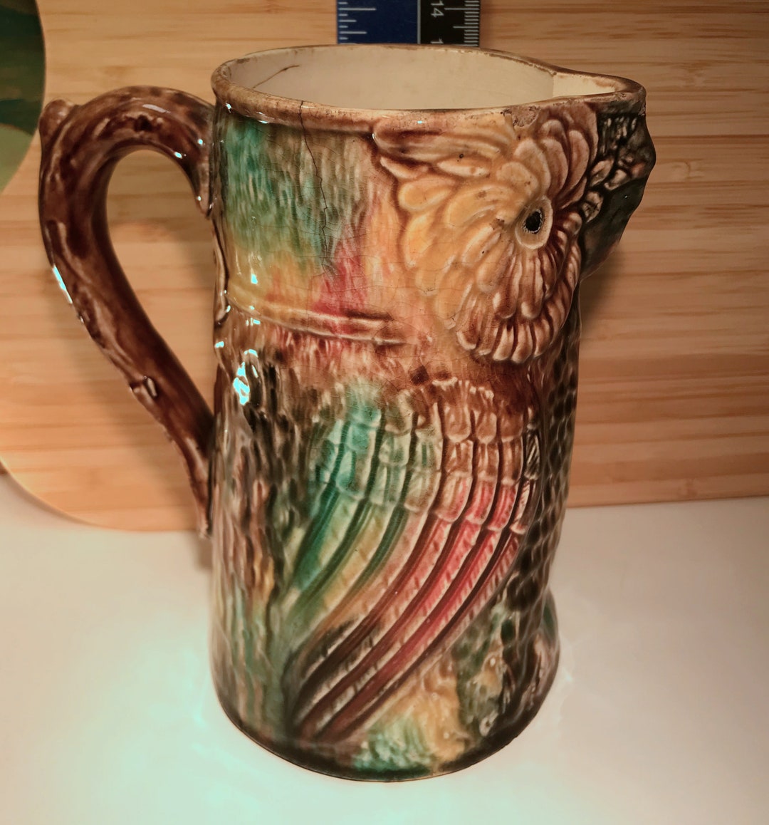 Antique Majolica Owl Pitcher - Etsy