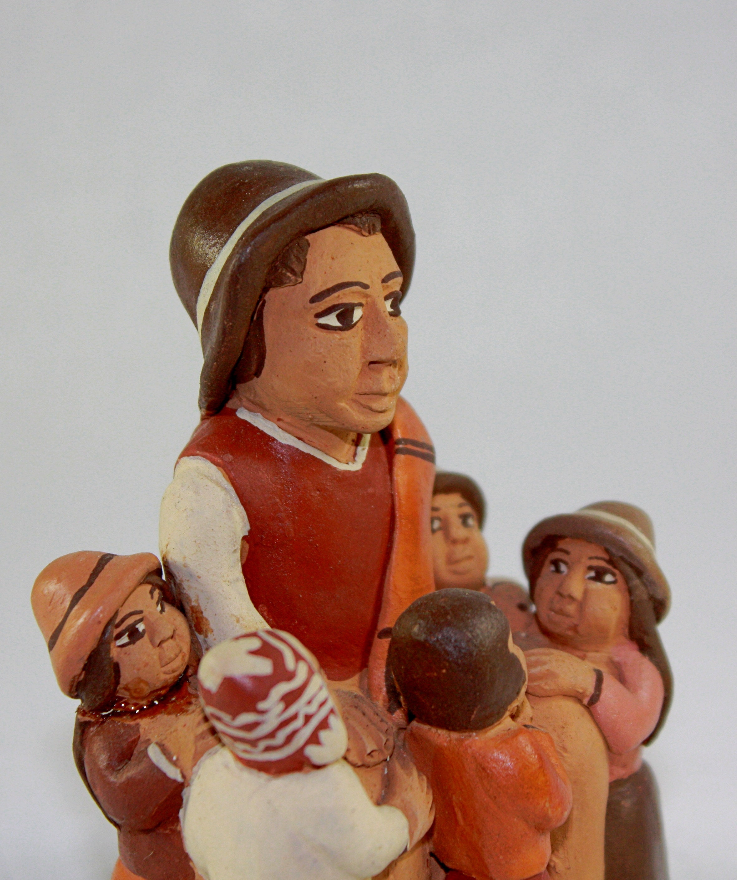 Wonderful Peruvian Terracotta Clay Figurine /folk Art/ of a Man With 5 ...
