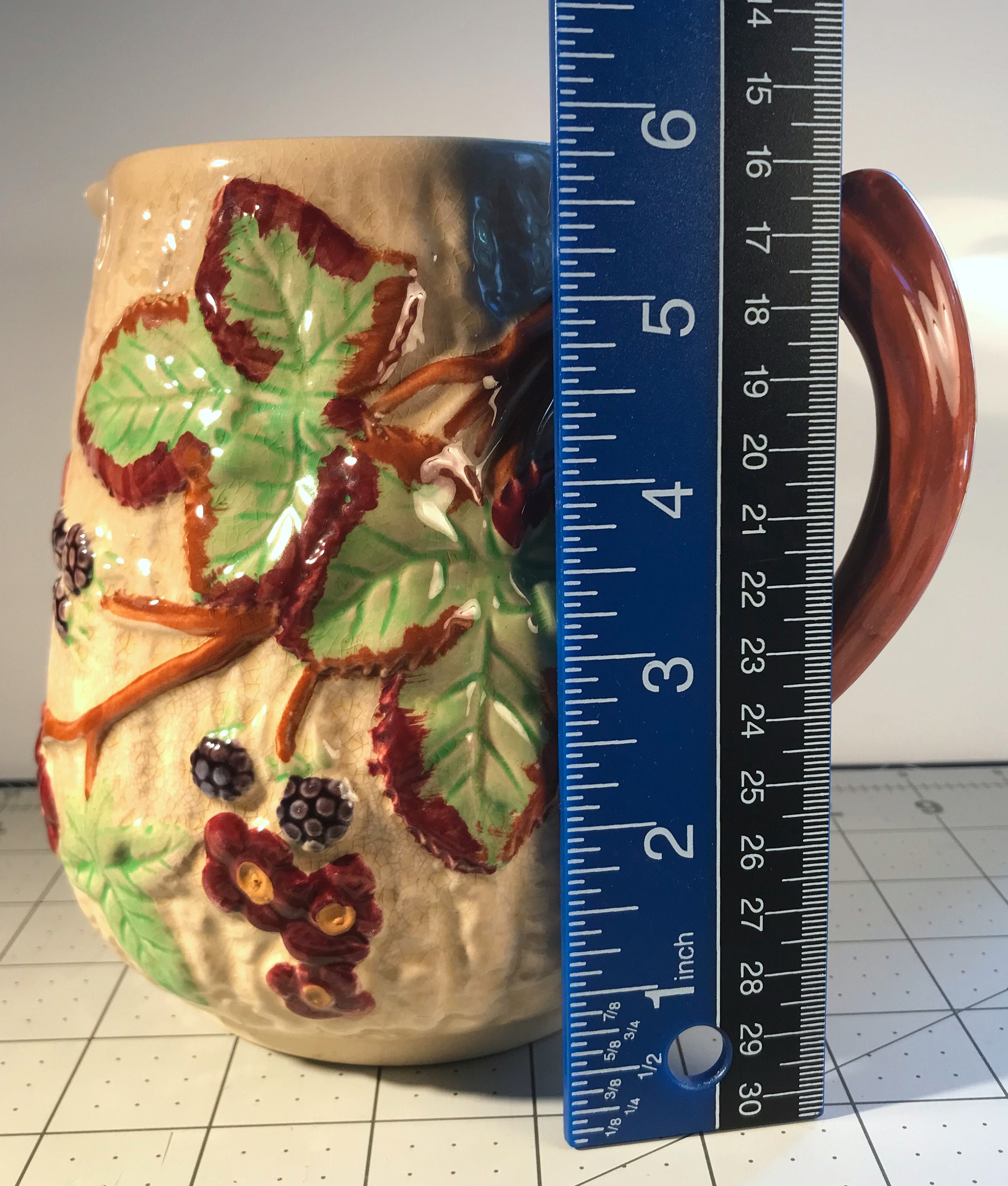 19th Century Shorter & Sons English Bramble Majolica Pitcher Blackberry ...