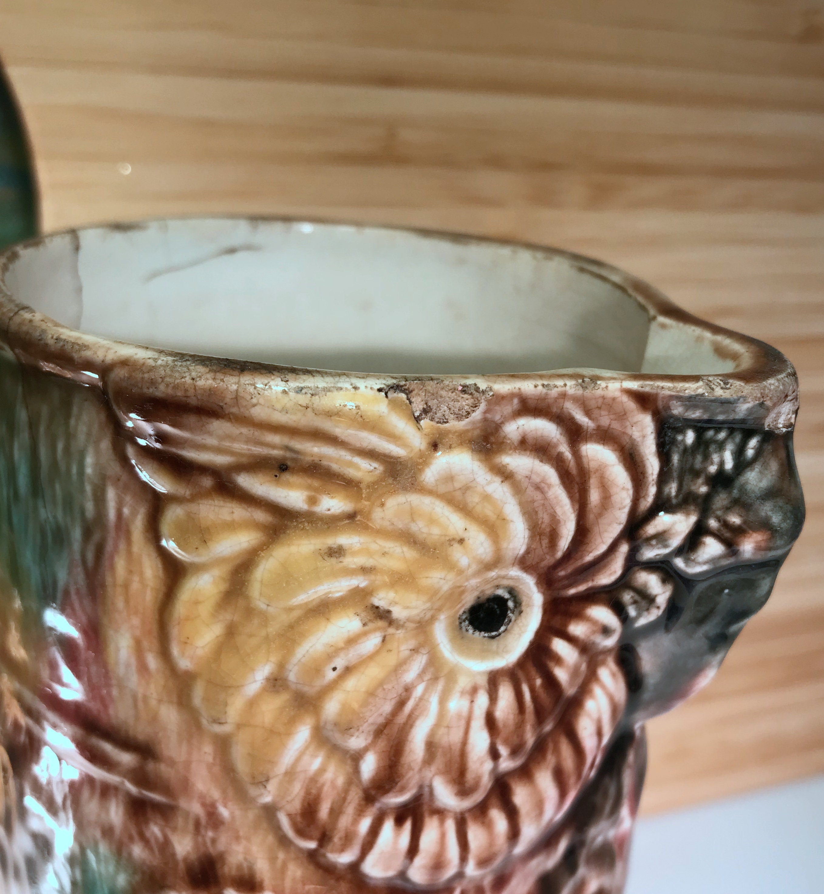 Antique Majolica Owl Pitcher - Etsy