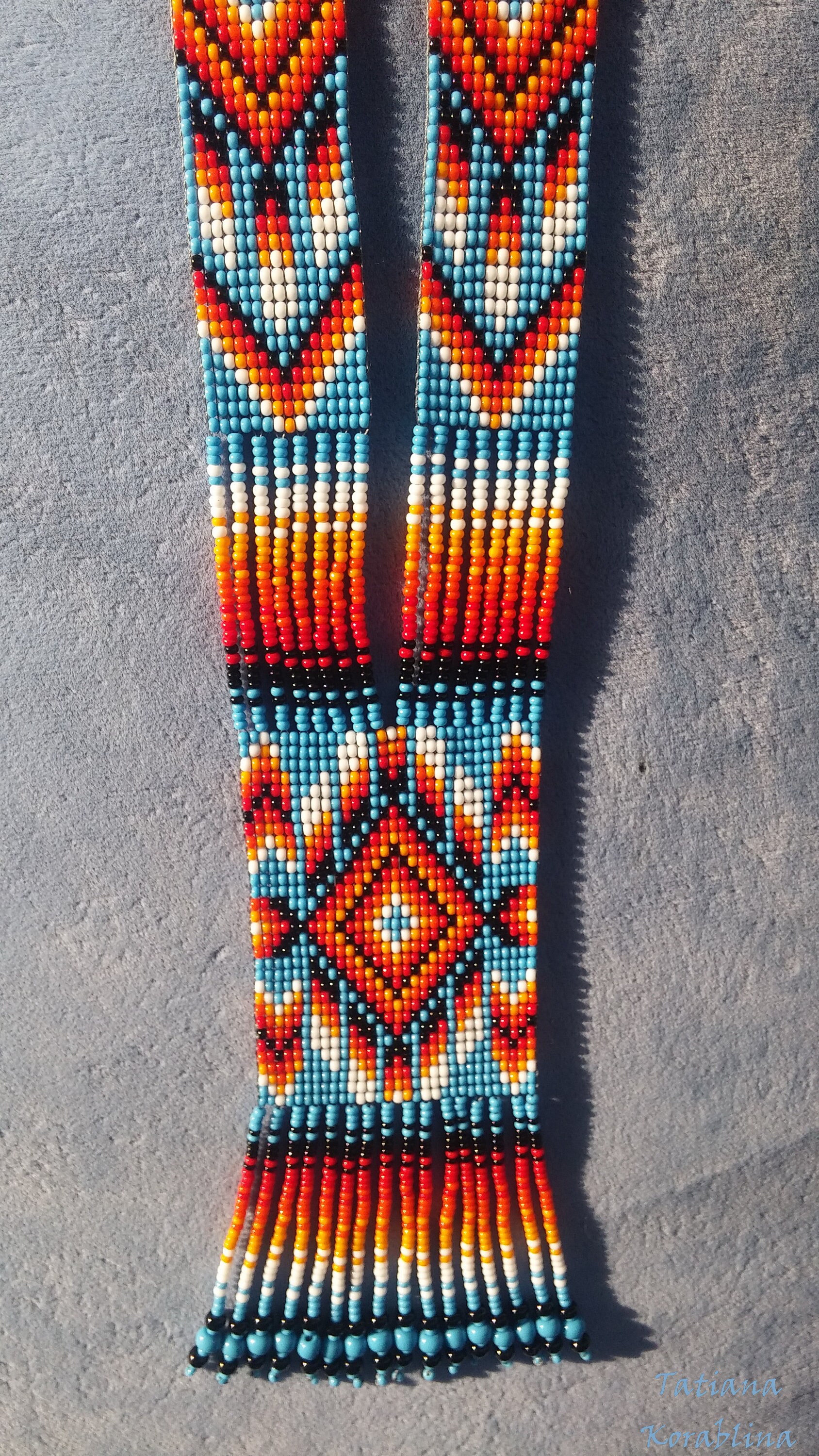 Native American Style Long Beaded Necklace Native Seed Bead | Etsy