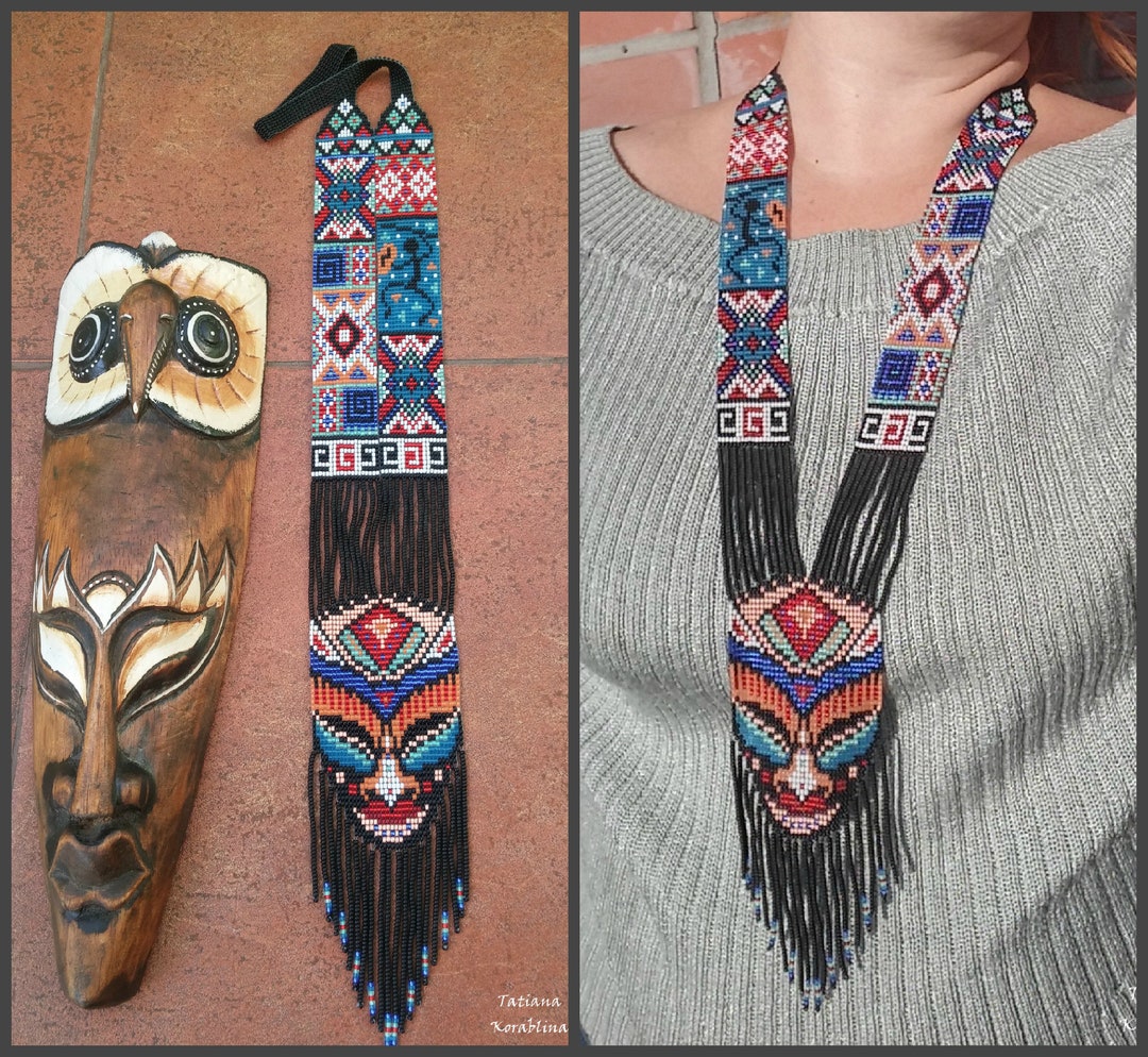 Gerdan Ukrainian Traditional Ethnic Necklace Bead Loom Necklace Long ...