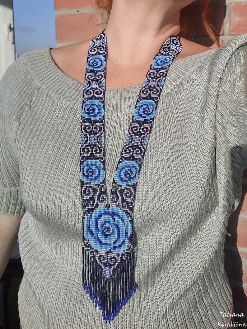Ukrainian Beaded Winter Flower Gerdan Necklace Bead Loom - Etsy