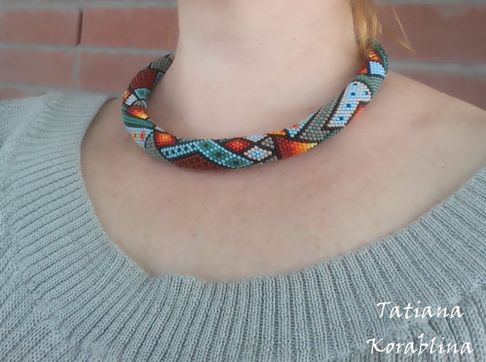 Ukrainian Traditional Necklace Seed Bead Geometric Pattern - Etsy