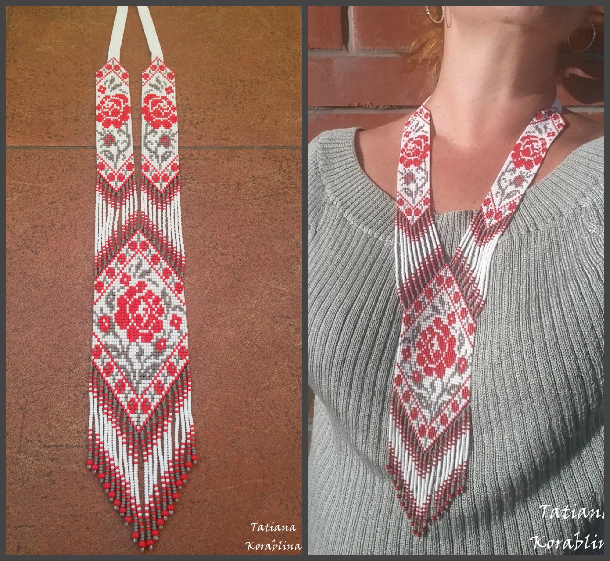 Gerdan Ukrainian Traditional Necklace Ethnic Woven Beaded Necklace Bead ...