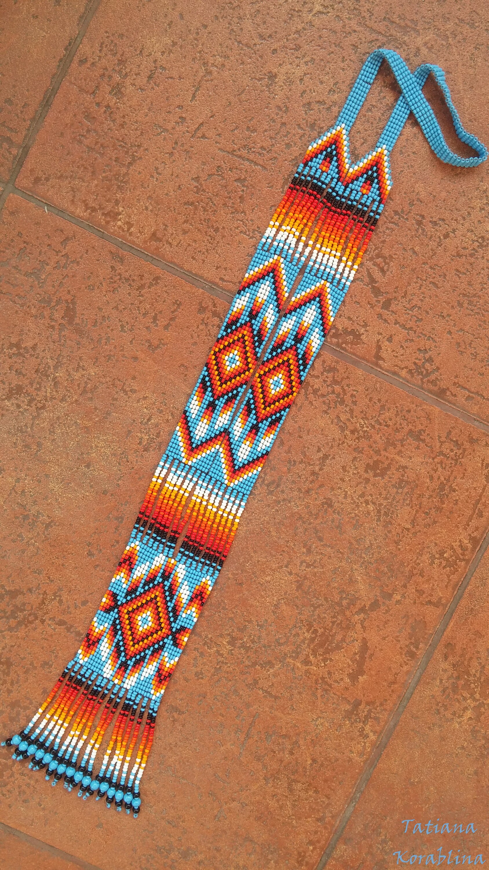 Native American Style Long Beaded Necklace Native Seed Bead | Etsy