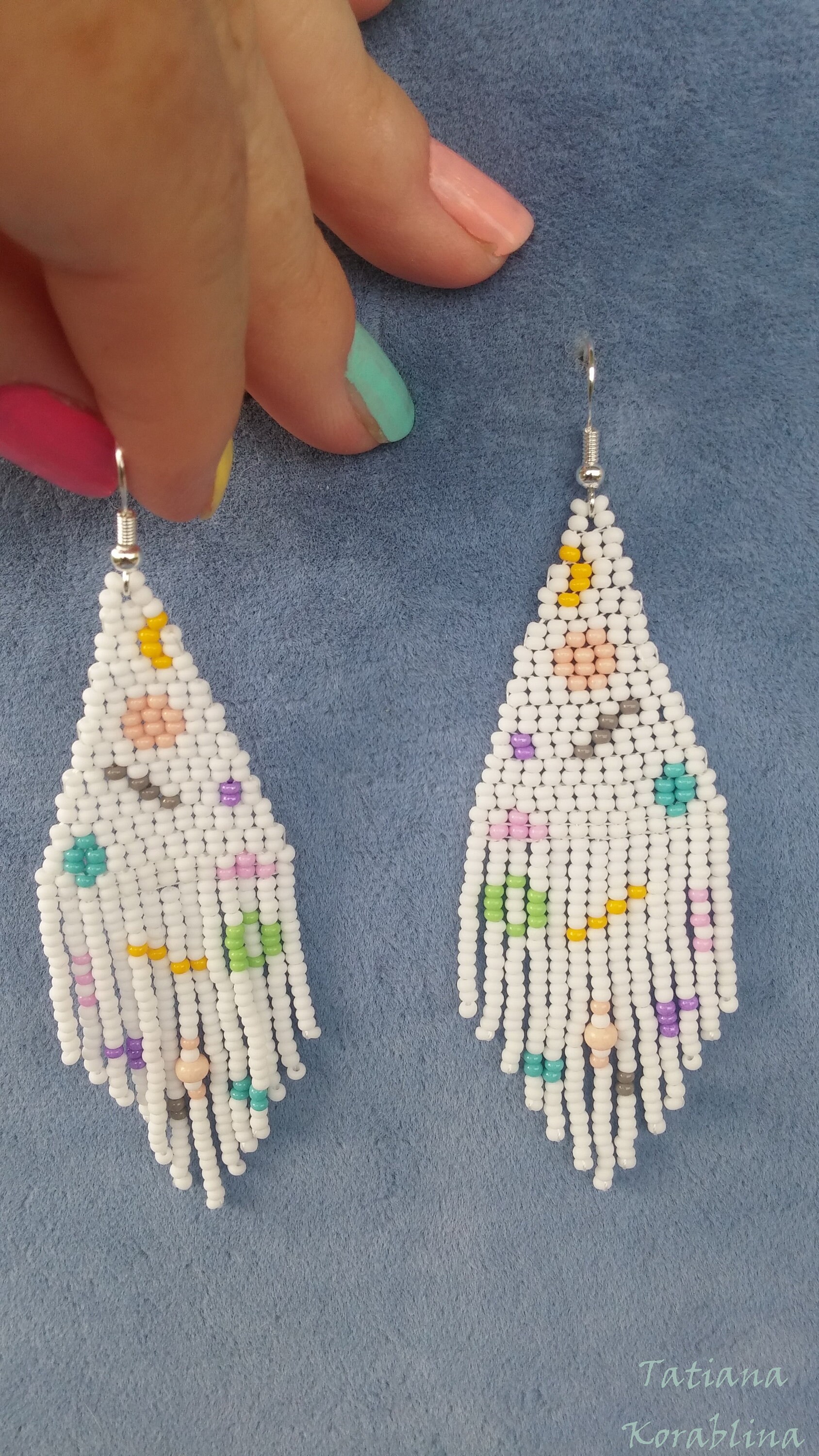 Beaded earrings long Native Seed bead chandelier earring Boho | Etsy